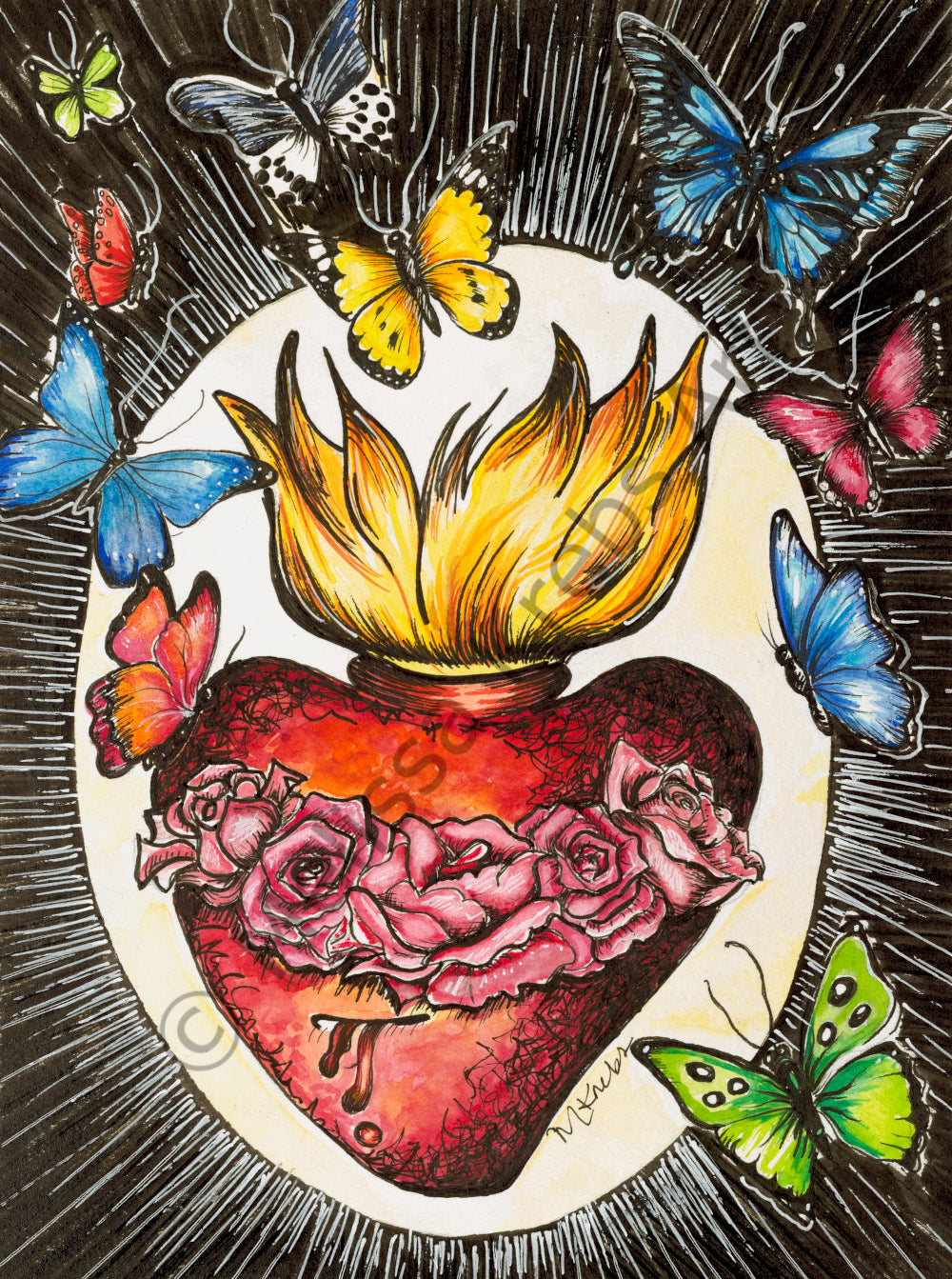 Immaculate Heart of Mary Drawing – Melissa Krebs Art